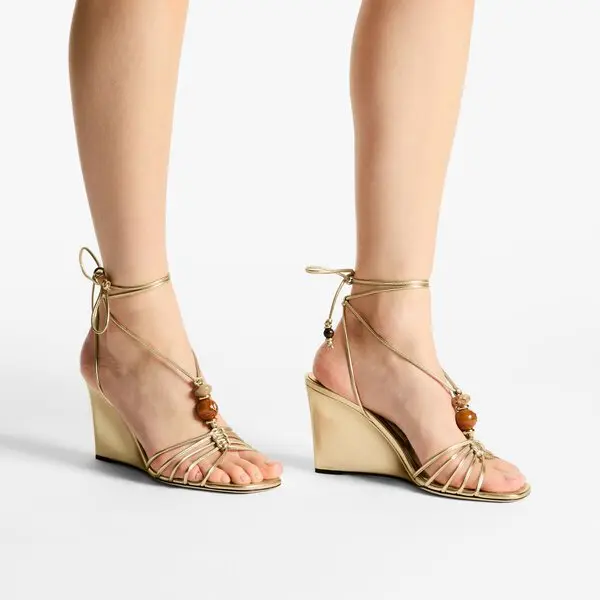 JIMMY CHOO Lova Wedge 85 Sandals - Silver