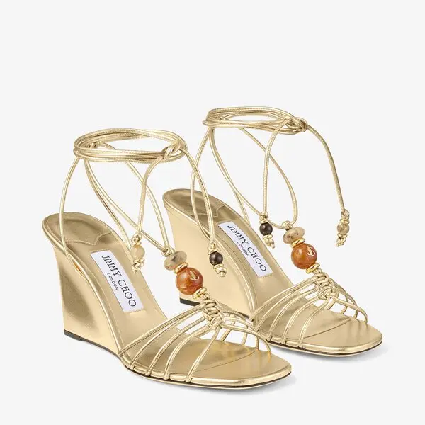 JIMMY CHOO Lova Wedge 85 Sandals - Silver