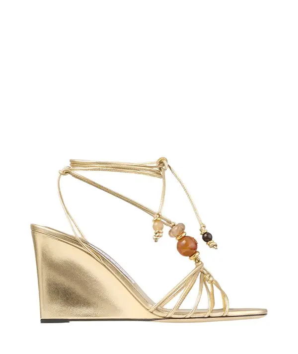 JIMMY CHOO Lova Wedge 85 Sandals - Silver