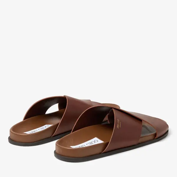 JIMMY CHOO Sol Vachetta Leather Slides - Cigar
