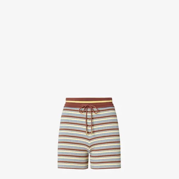 Fendi Ribbed Cotton Knit Shorts - Multicolour