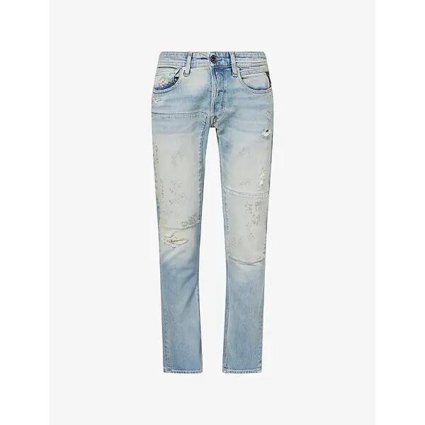 REPLAY Grover Straight-leg Cotton Jeans - Blue