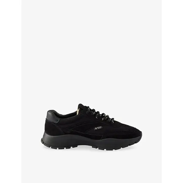 Prada Panelled Woven And Suede Lace-up Trainers - Black