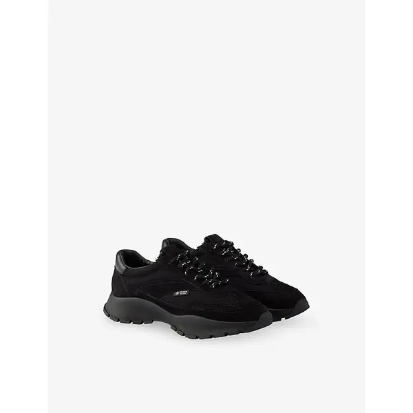 Prada Panelled Woven And Suede Lace-up Trainers - Black