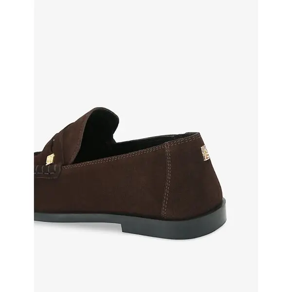Kurt Geiger Mae Suede Loafers With Gold Tone Hardware - Brown