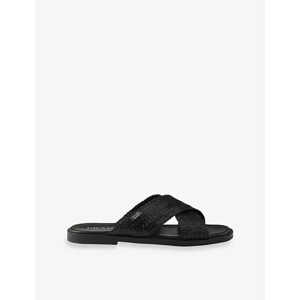 Prada Criss-cross Woven Leather Sliders