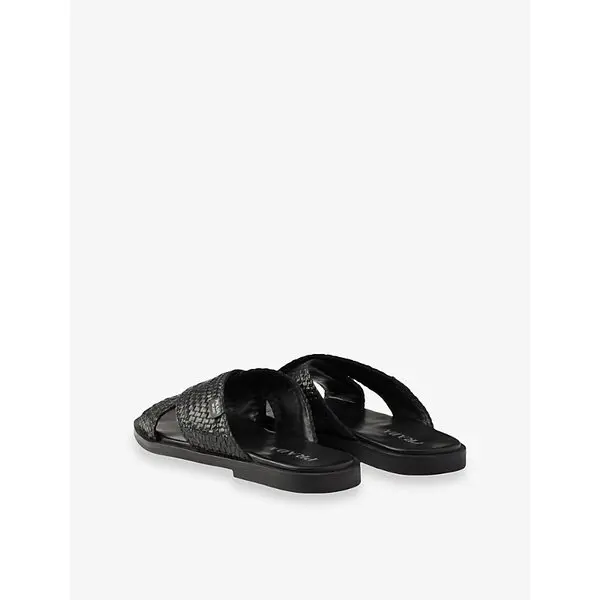 Prada Criss-cross Woven Leather Sliders