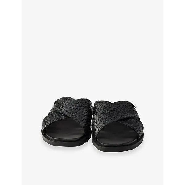 Prada Criss-cross Woven Leather Sliders