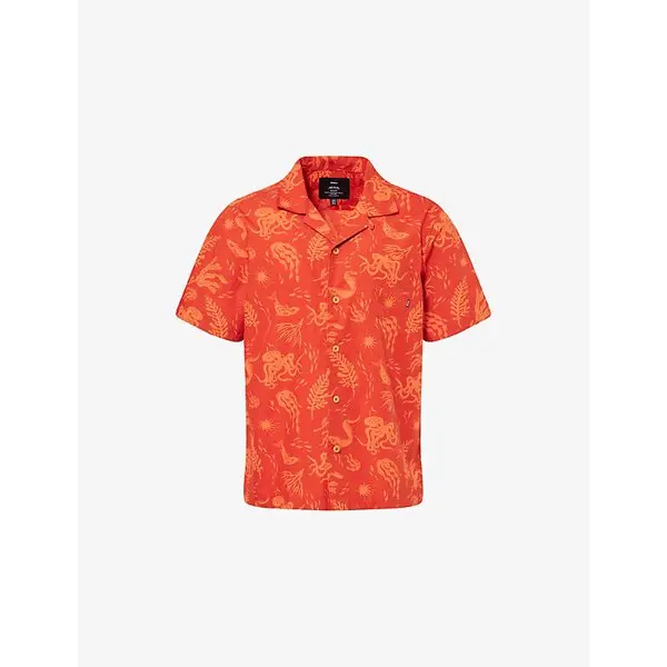 FINISTERRE Dylan Printed Short-sleeve Cotton Shirt - Brick Orange
