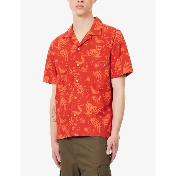 FINISTERRE Dylan Printed Short-sleeve Cotton Shirt - Brick Orange