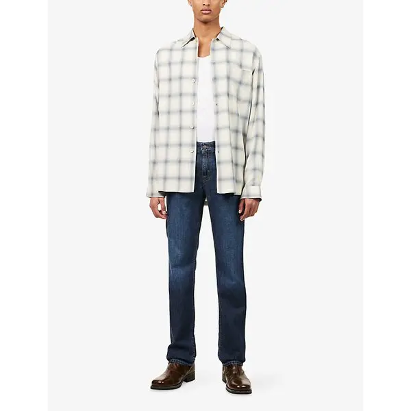 7 For All Mankind Straight Leg Cotton And Silk Blend Jeans
