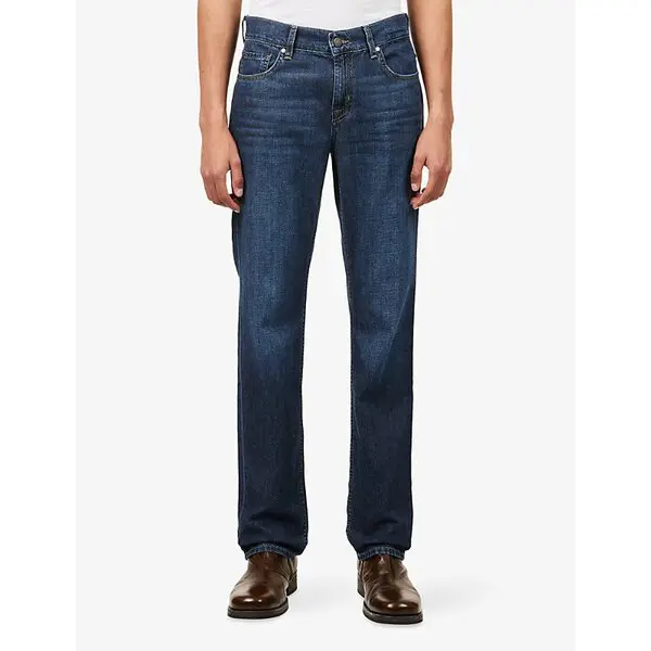 7 For All Mankind Straight Leg Cotton And Silk Blend Jeans