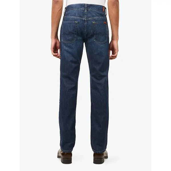 7 For All Mankind Straight Leg Cotton And Silk Blend Jeans