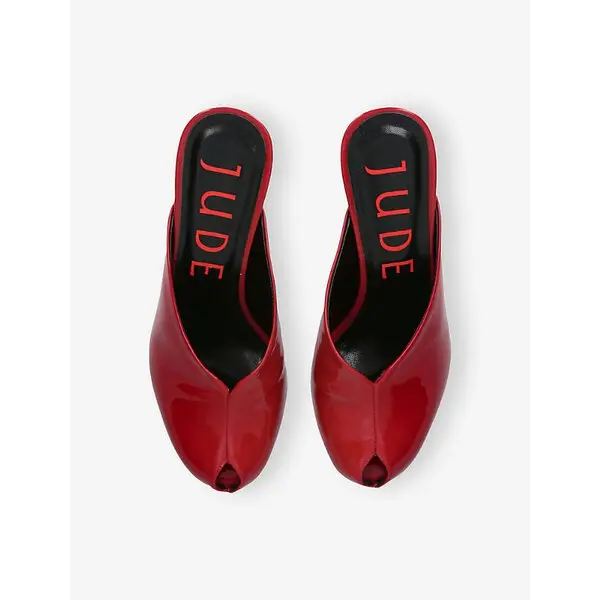 JUDE Paw Patent Leather Heeled Mules - Red