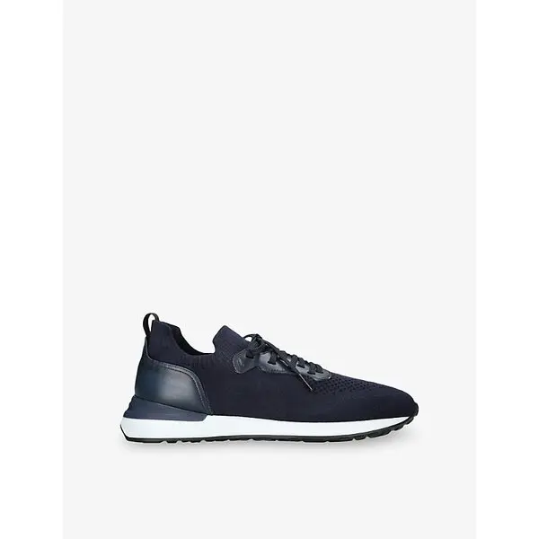 Magnanni Grafton Knitted Trainers With Leather Paneling - Navy
