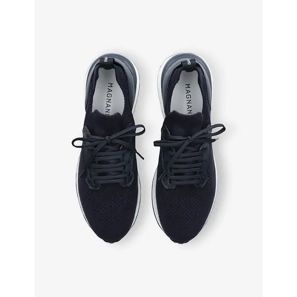 Magnanni Grafton Knitted Trainers With Leather Paneling - Navy