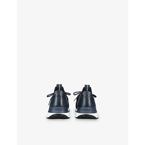 Magnanni Grafton Knitted Trainers With Leather Paneling - Navy