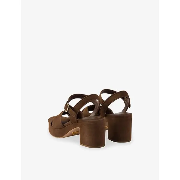Prada Suede Platform Sandals With Logo Plaque