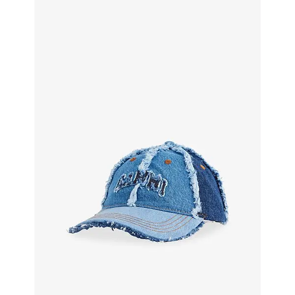GANNI Patchwork Denim Baseball Cap - Multicolour