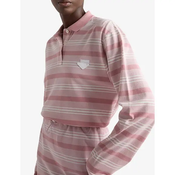 Prada Long-sleeved Striped Cotton-piqué Polo Shirt