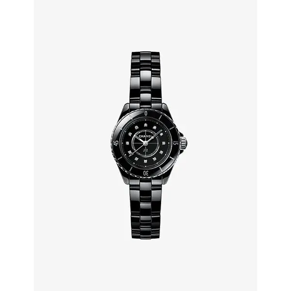 Chanel J12 Steel, Ceramic, And Diamond Quartz Watch - Black