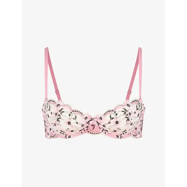 SAVAGE X FENTY Daisy Darling Lace Unlined Balconette Bra - Good Pink