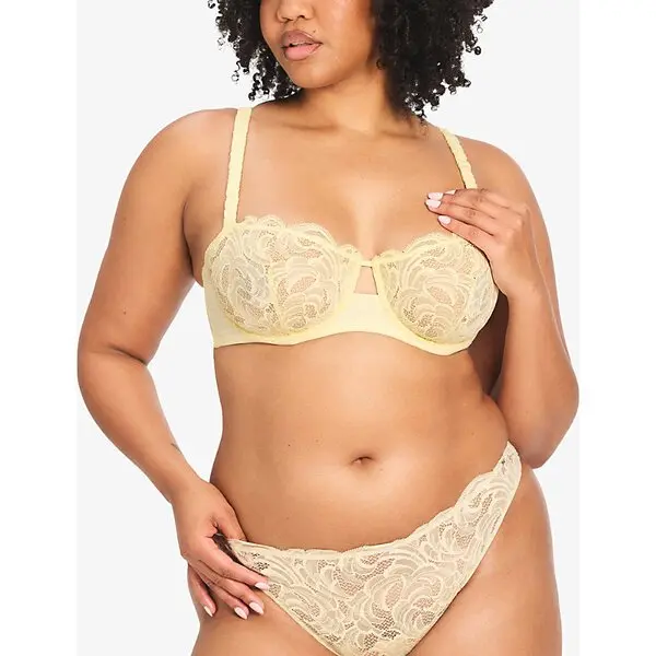 SAVAGE X FENTY Lace Flow Unlined Balconette Bra - Buttercreme