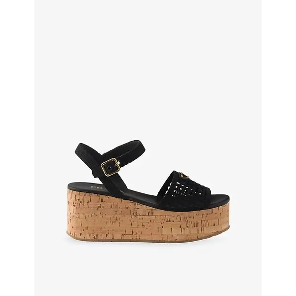 Prada Crochet Wedge Platform Sandals