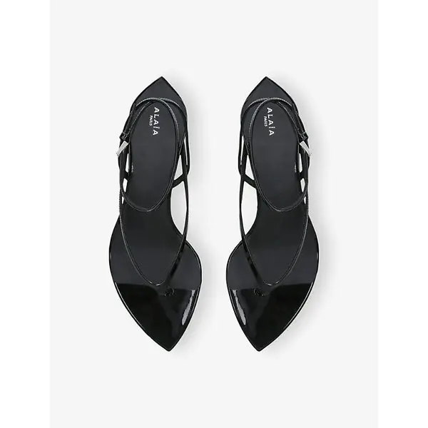 Alaïa Tong" 30 Wedge Leather Heels - Black