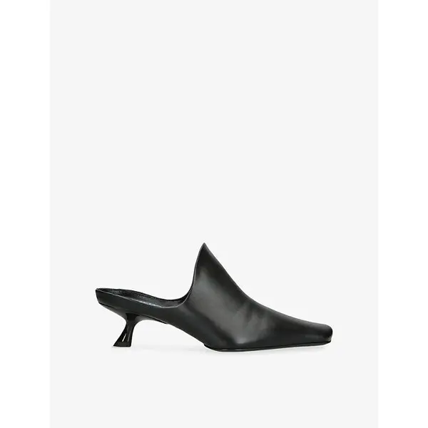 Loewe Emily 45 Leather Heeled Mules - Black