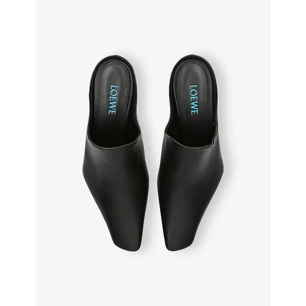 Loewe Emily 45 Leather Heeled Mules - Black