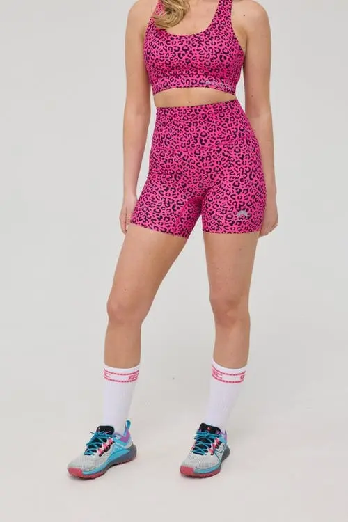 OOSC Infinite High Waisted Shorts - Pink Leopard