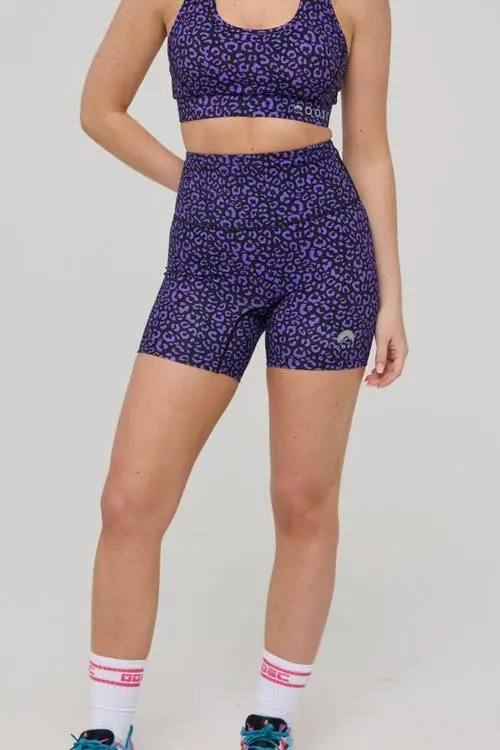OOSC Infinite High Waisted Shorts - Purple Leopard