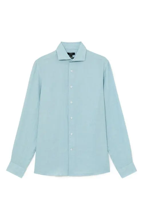 REISS Ruban Regular Fit Solid Linen Button-up Shirt - Ultra Marine Grey