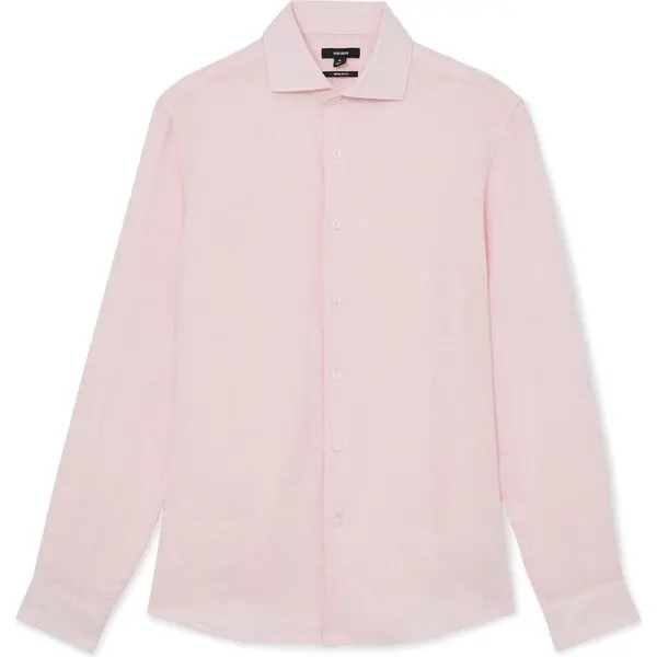 REISS Ruban Regular Fit Solid Linen Button-up Shirt - Rose Pink