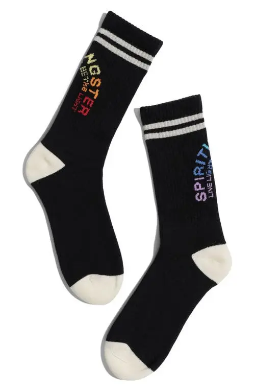 Spiritual Gangster Rainbow Crew Socks - Black