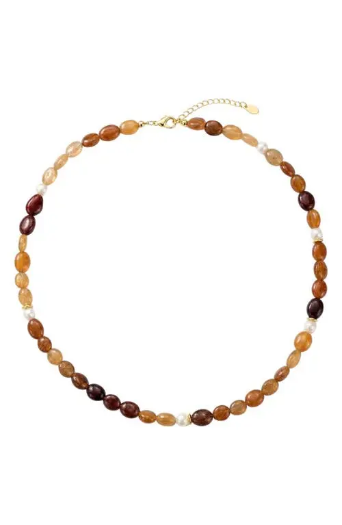 Argento Vivo Beaded Necklace With Freshwater Pearls And Hessonite - Gold