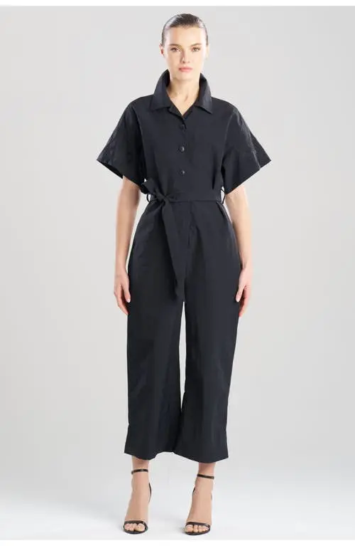Natori Embellished Taffeta Jumpsuit - Black