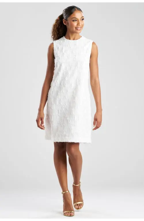 Natori Sleeveless Round Neck Fil Coupé Jacquard Shift Dress - White