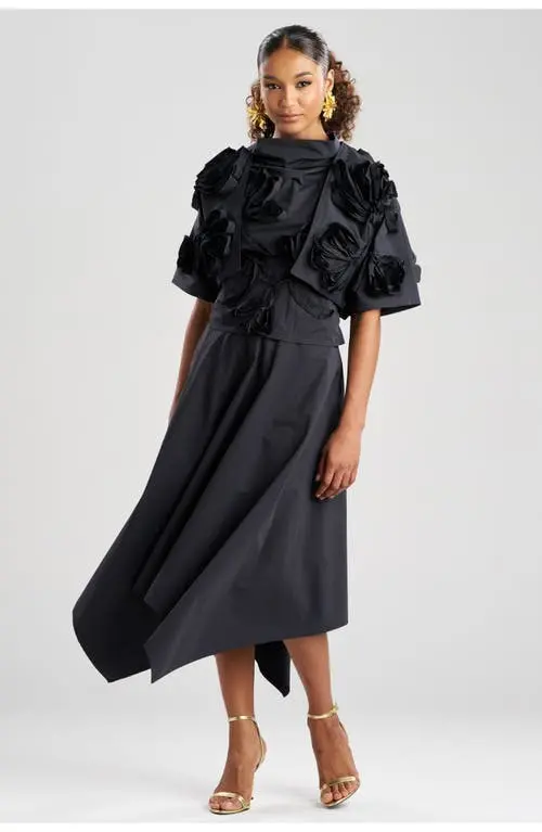 Natori Tech Cotton Taffeta 3d Embroidered Bolero - Black