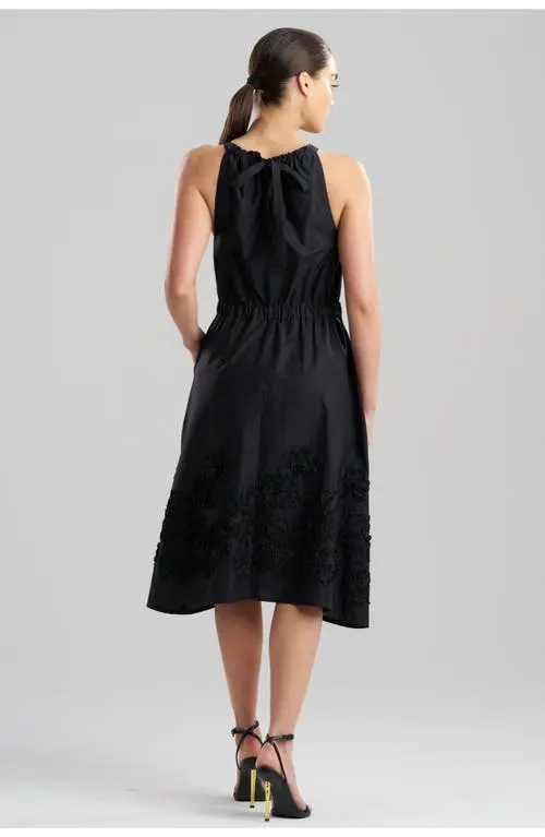 Natori Carnation Embroidery Cotton Voile Halter Neck Dress