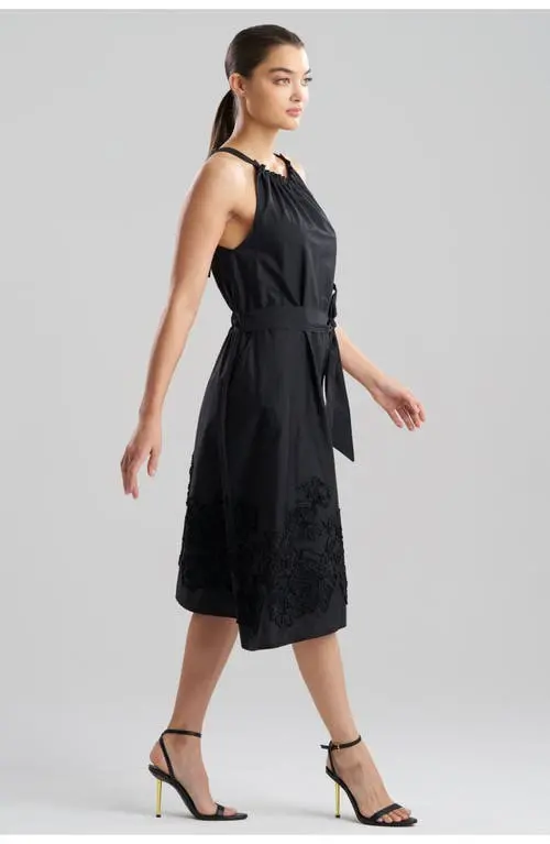 Natori Carnation Embroidery Cotton Voile Halter Neck Dress