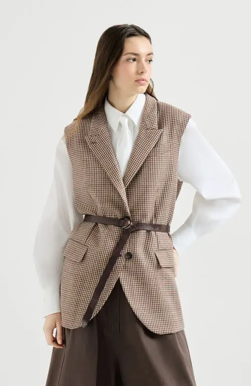 Brunello Cucinelli Sparkling Houndstooth Vest - Brown