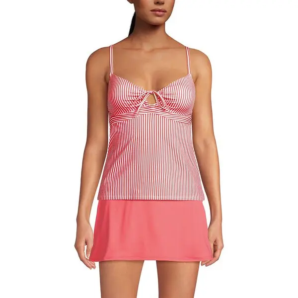 LANDS' END Lifting Tankini With Sweetheart Neckline And Crisscross Straps - Wood Lily Mini Stripe