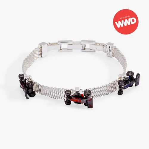 ALEX AND ANI X Hot Wheels Moveable Racecar Mesh Bracelet - Silver
