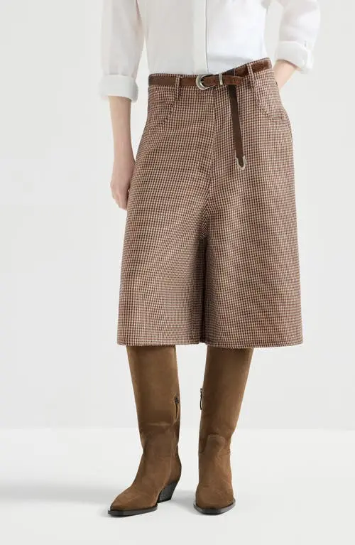Brunello Cucinelli Sparkling Houndstooth Bermuda Shorts - Brown
