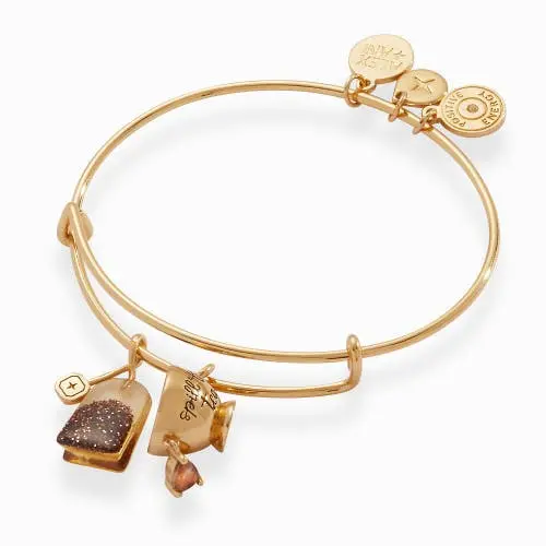 ALEX AND ANI Spill The Tea" Cup & Tea Bag Charm Bangle - Gold