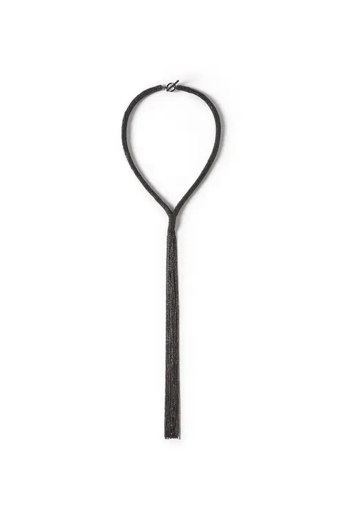 Brunello Cucinelli Monili Beaded Lariat Necklace - Black