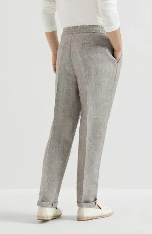 Brunello Cucinelli Hemp And Linen Trousers - Light Grey