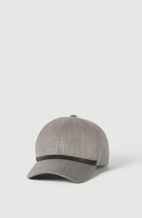 Brunello Cucinelli Sparkling Pinstripe Baseball Cap - Silver